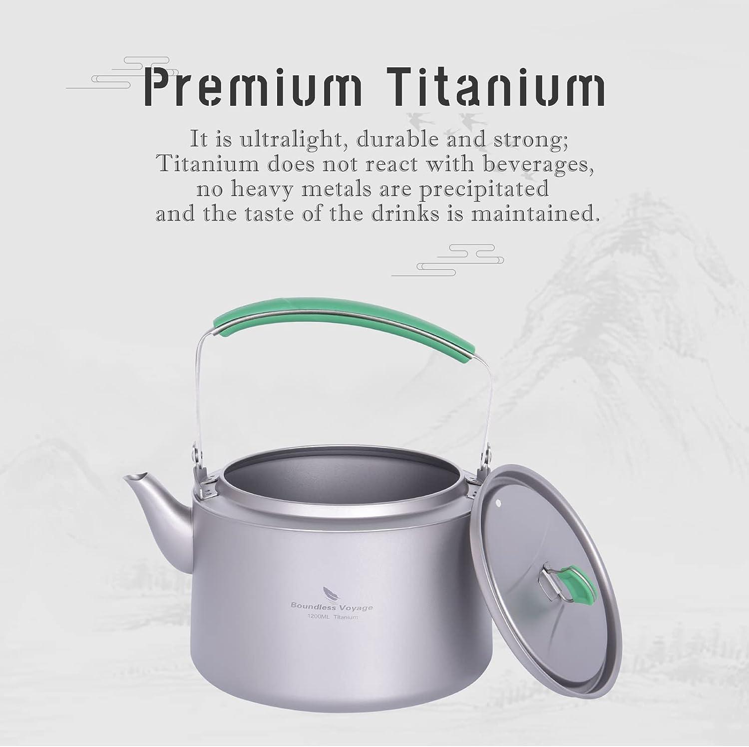 Boundless Voyage Titanium Kettle 1200ml - Folding Handle Filter Teapot ...