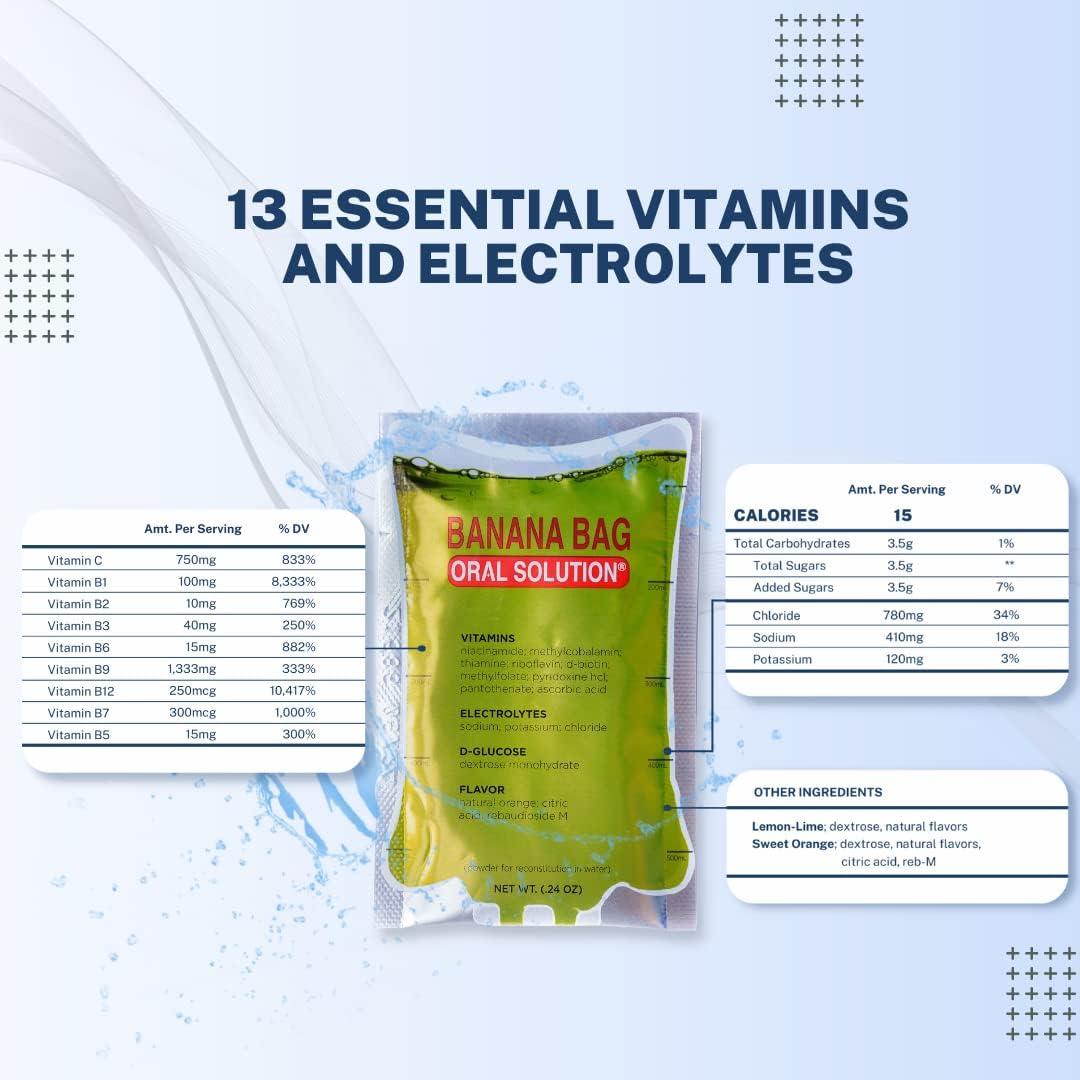 Banana Bag Sweet Orange Electrolyte & Vitamin Powder Packet - Pack of 5 ...