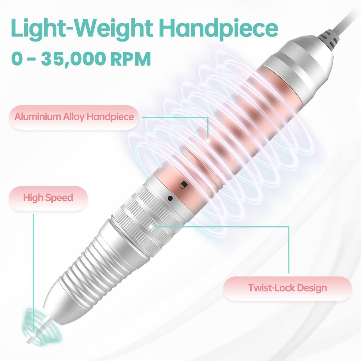 Delanie Spherical Nail Drill Machine 35,000 RPM Rechargeable - Cordless ...