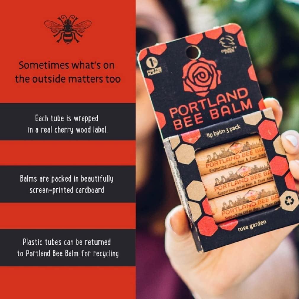 Portland Bee Balm Rose Garden Lip Balm - Handmade Beeswax Blend (3 Pack ...