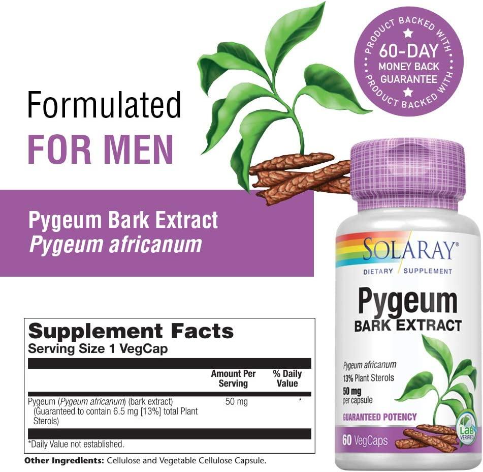 Solaray Pygeum Bark Extract 50 mg - 60 Vegan Capsules for Prostate ...