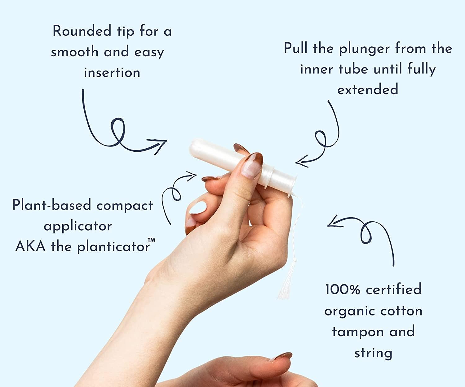 TOP Organic Cotton Tampons with Plant Based Applicator - Unscented, Dye ...