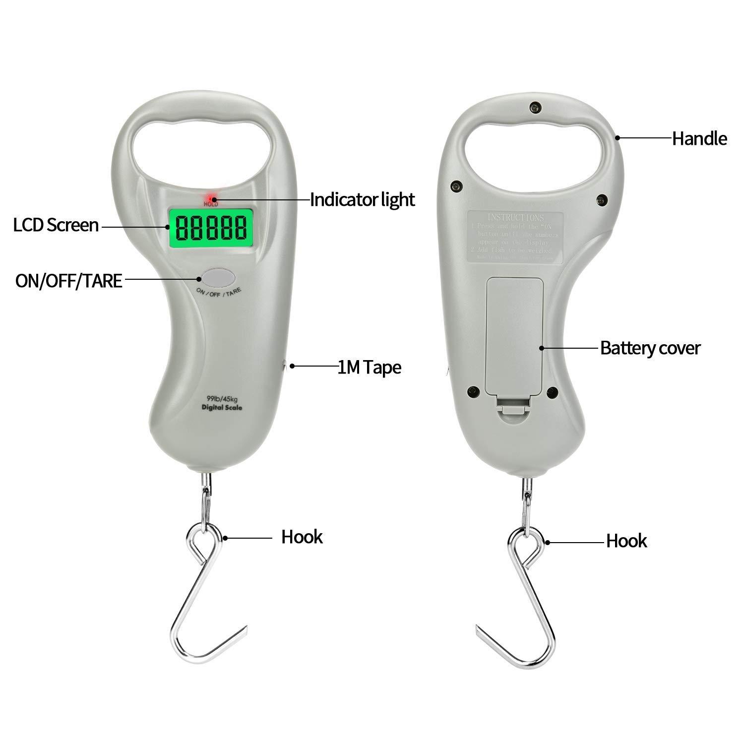 Digital Fish Scale Hanging Scale | 110 lb/50 kg Portable Postal Scale ...
