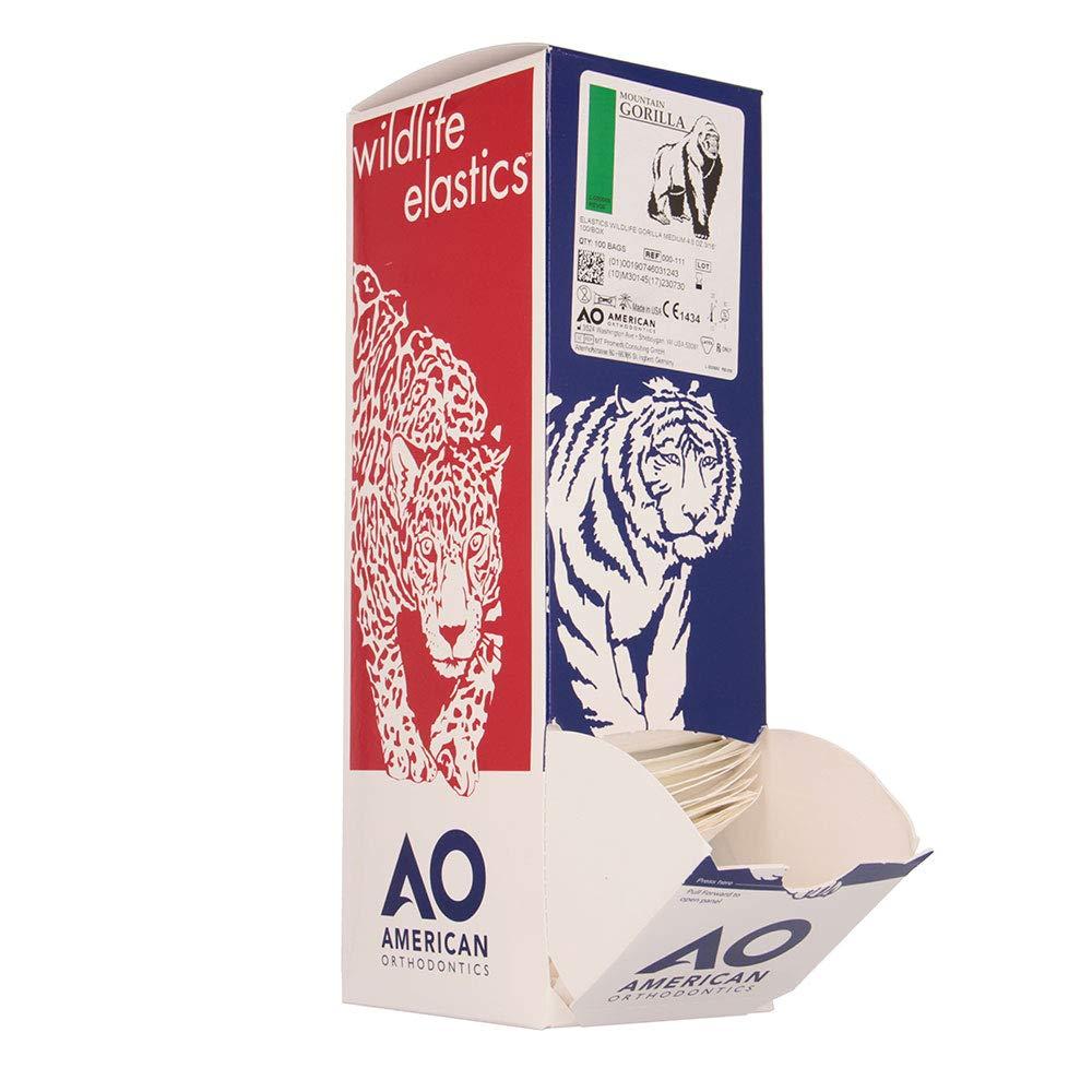 American Orthodontics Elastics Wildlife Gorilla Medium 4.5 Oz 3 16 Size 100 Packs High Quality Latex Tubing Made in USA