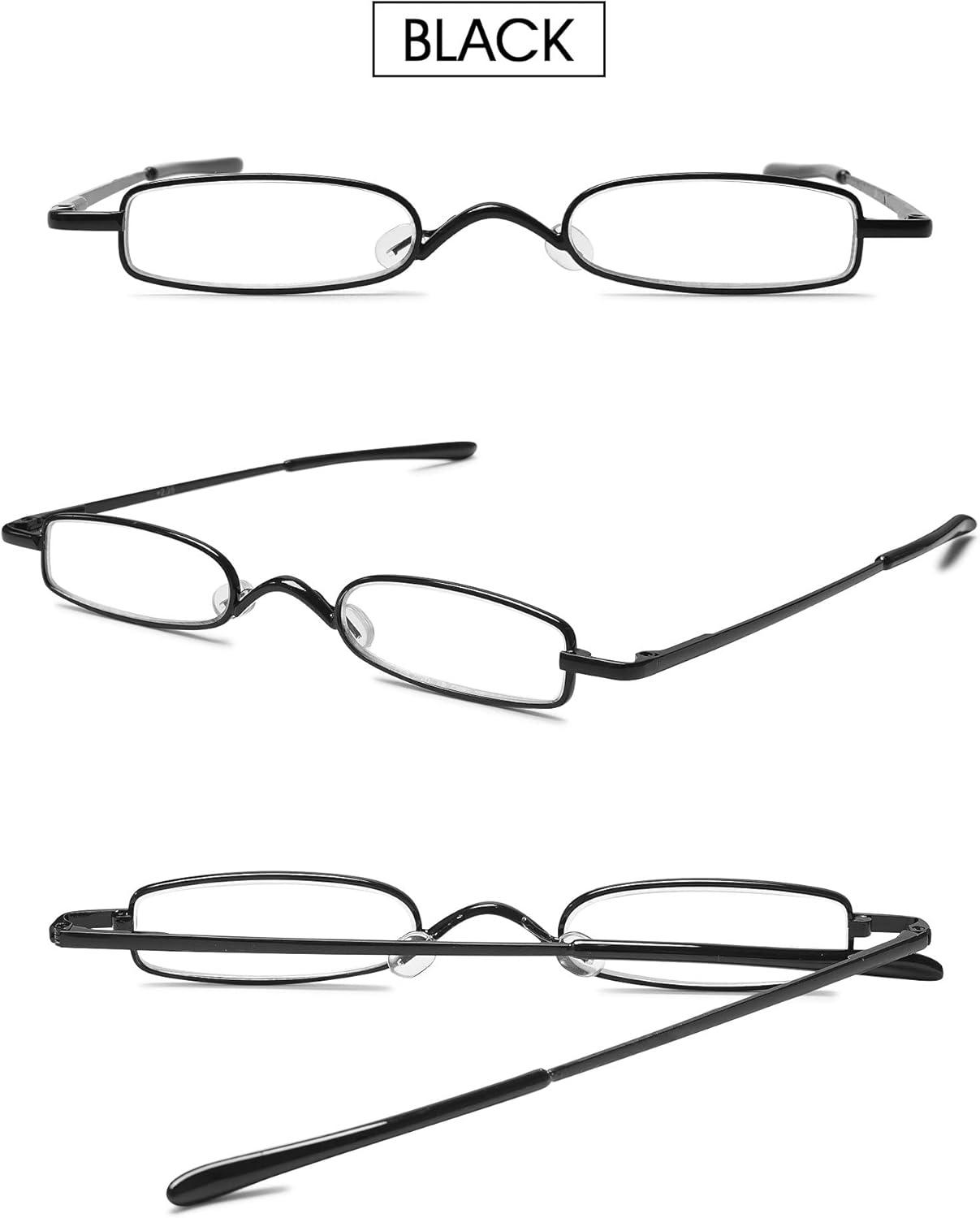 Vevesmundo Narrow Metal Spring Hinges Reading Glasses - Classic Mini Light Visual Aid for Women ...