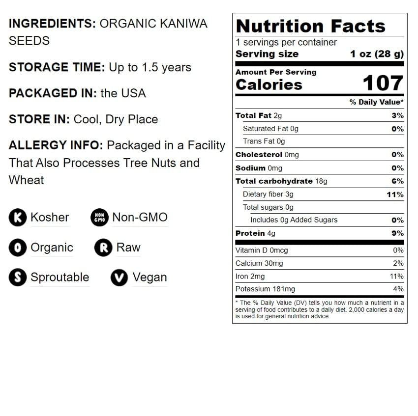 Organic Kaniwa Seeds 1.5 lbs - Non-GMO Canihua Grain | Kosher, Raw ...