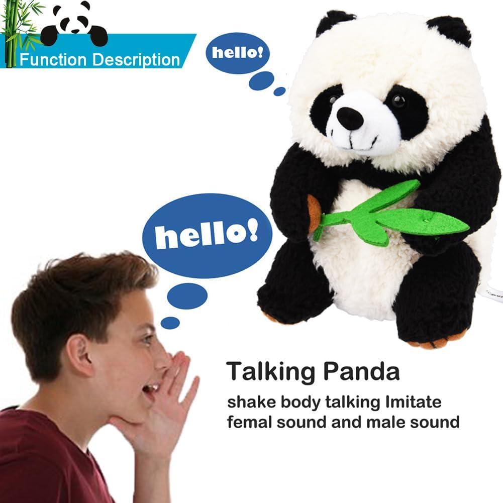Qwifyu Talking Panda Plush Toy - Interactive Buddy for Kids - Black and ...