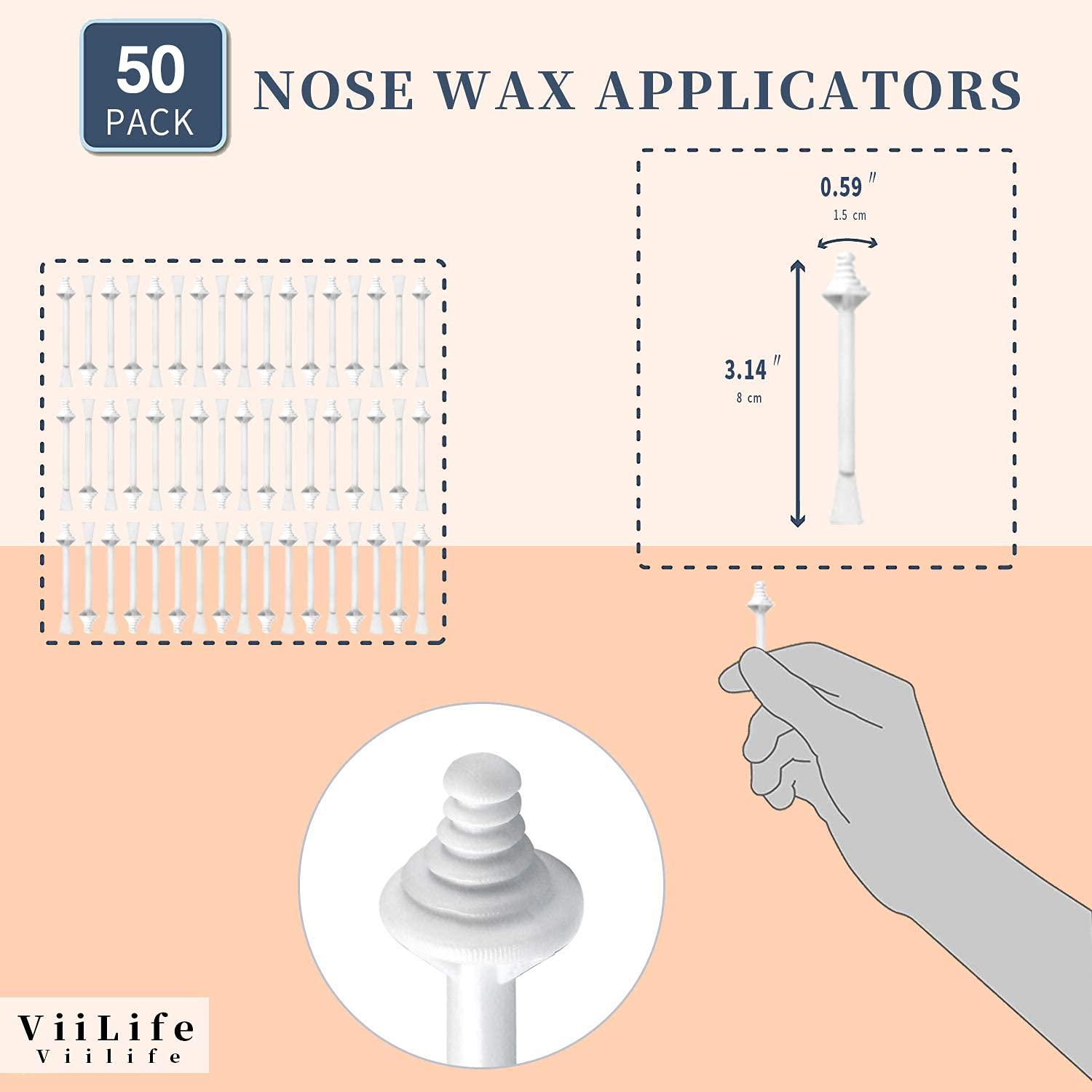 ViiLife Nose Wax Sticks Applicators 50Pcs - Nasal Hair Removal ...