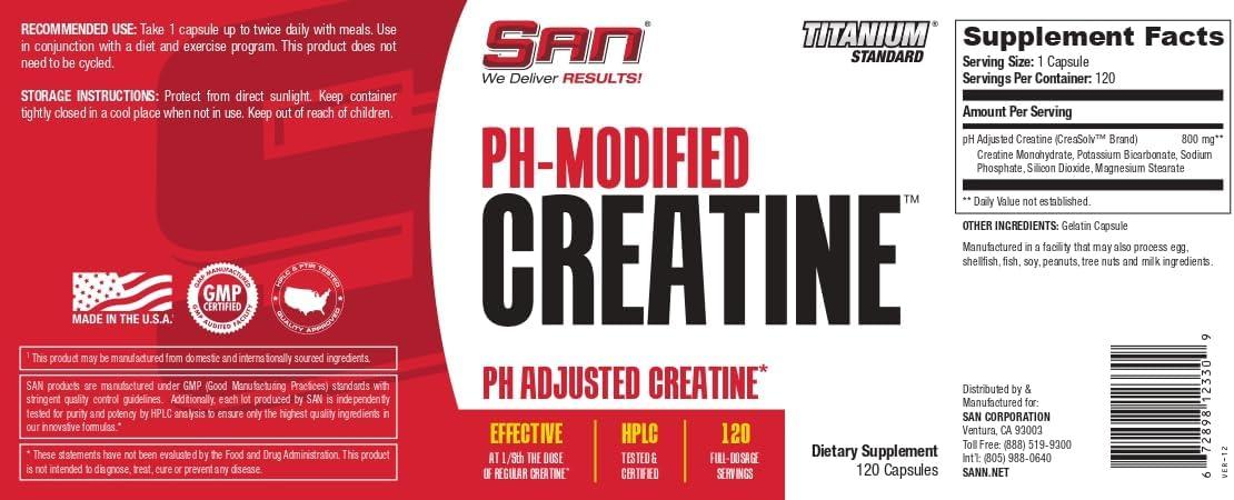 Buy SAN Nutrition PH Modified Creatine - Buffered Formula for Enhanced Muscle Strength ...