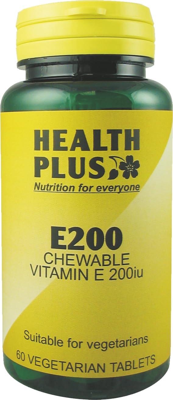 Health Plus E200 Chewable Vitamin E Supplement - 60 Tablets | Supports ...