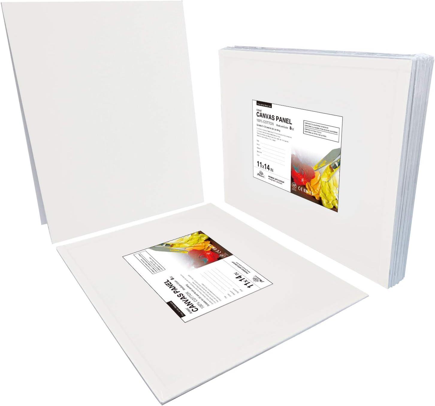 PHOENIX 11x14 Inch Painting Canvas Panels - 12 Pack, Triple Primed ...