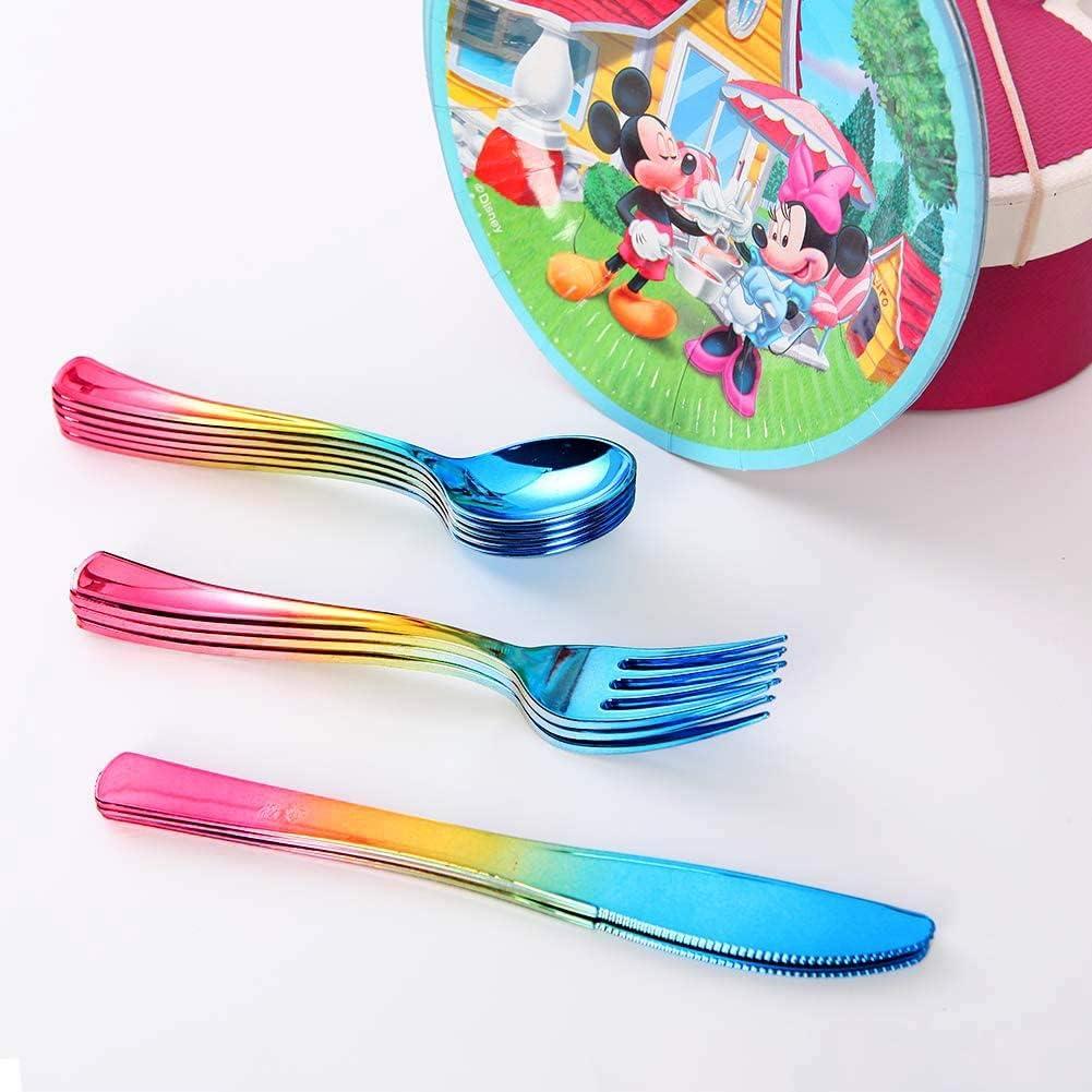 Supernal 120pcs Rainbow Silverware Set - Elegant Plastic Cutlery for ...