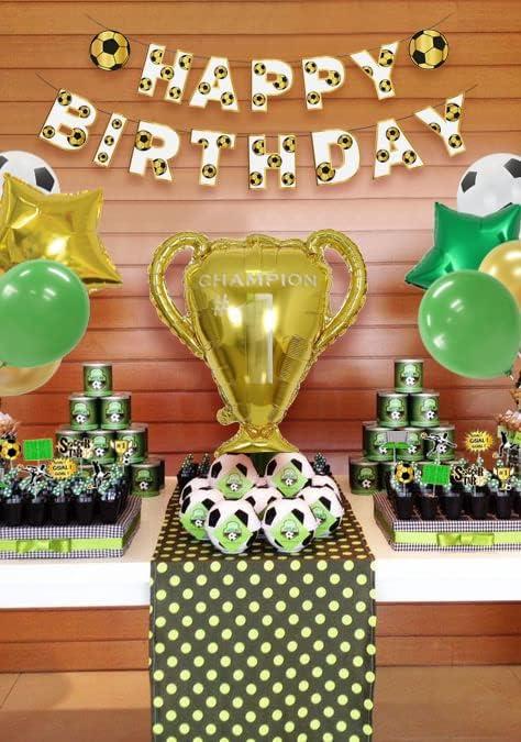 53Pcs Soccer Birthday Party Decoration Kit Latex Foil Blloons Paper ...