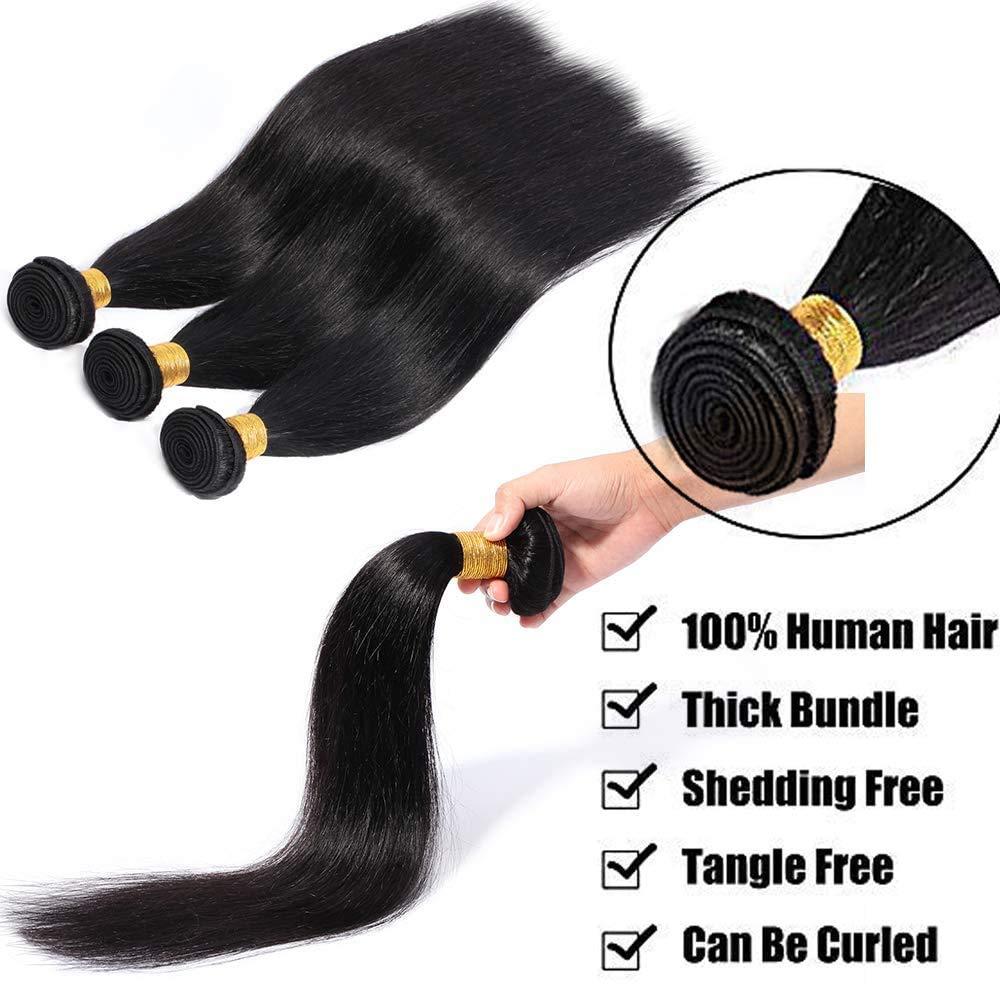 Brazilian Human Hair 3 Bundles - 100% Virgin Straight Weave Extensions ...