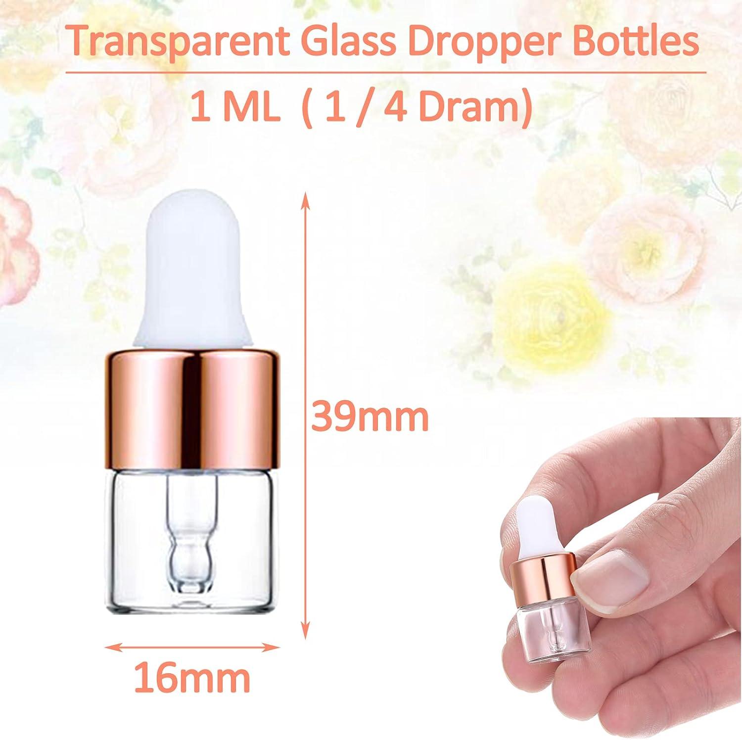 Yalbdopo 24Pcs 1Ml Clear Glass Sample Dropper Bottles Empty Mini ...