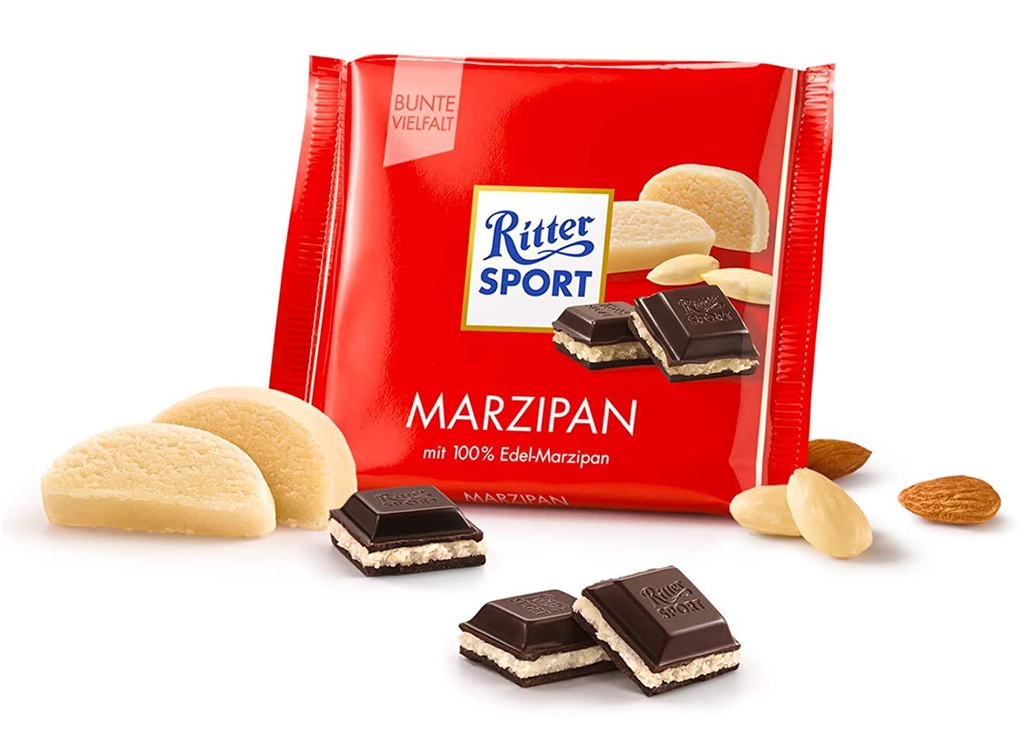 Ritter Sport Marzipan Dark Chocolate Bar Candy 100g/3.52oz (Pack of 2 ...