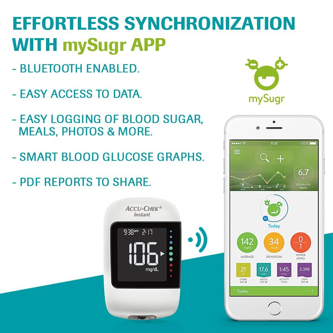 Accu-Chek Instant Glucometer + 10 Free Test Strips (White) - Fast ...