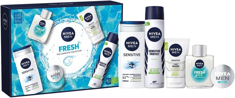 NIVEA MEN Fresh The Complete Collection Gift Set - 5pc Toiletry Set for ...