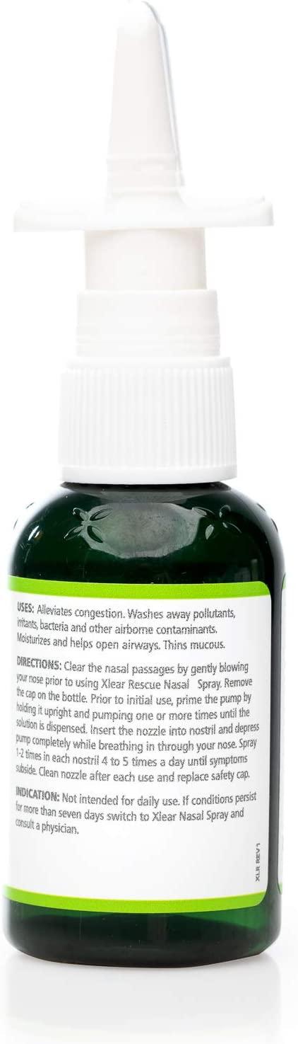 Xlear Rescue Nasal Spray with Xylitol - All-Natural Saline Spray for ...