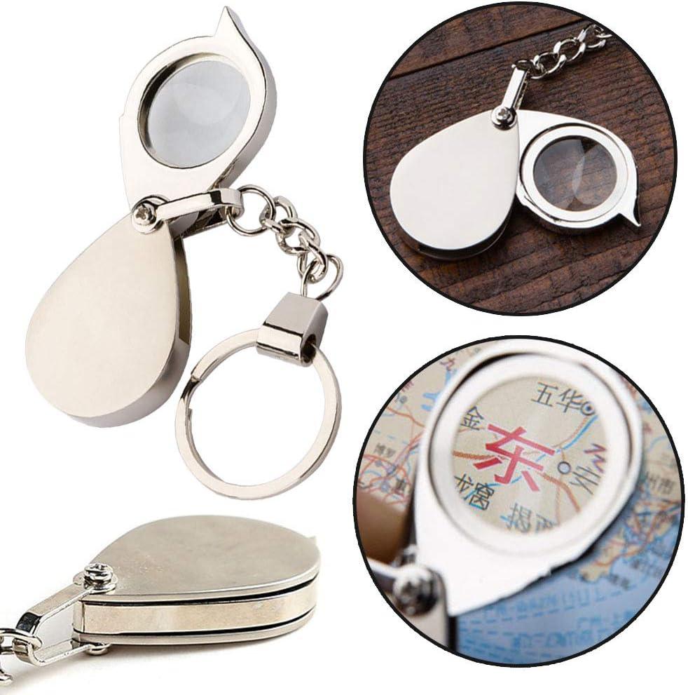 SUPVOX 15x Magnifying Glass Keychain - Mini Portable Foldable Handheld ...