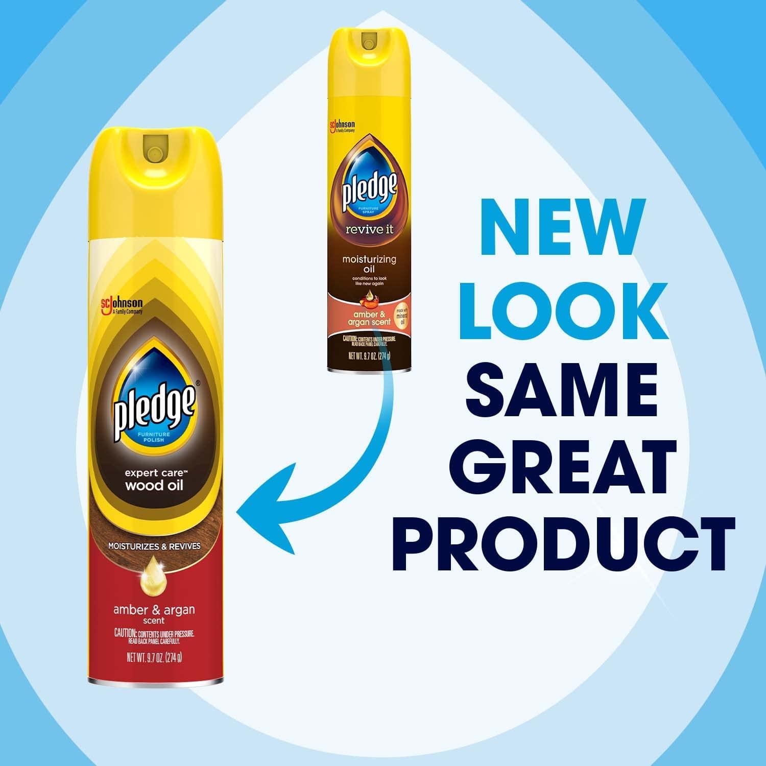 Pledge Moisturizing Oil Spray, Amber & Argan Scent, Nourishes, Protects ...