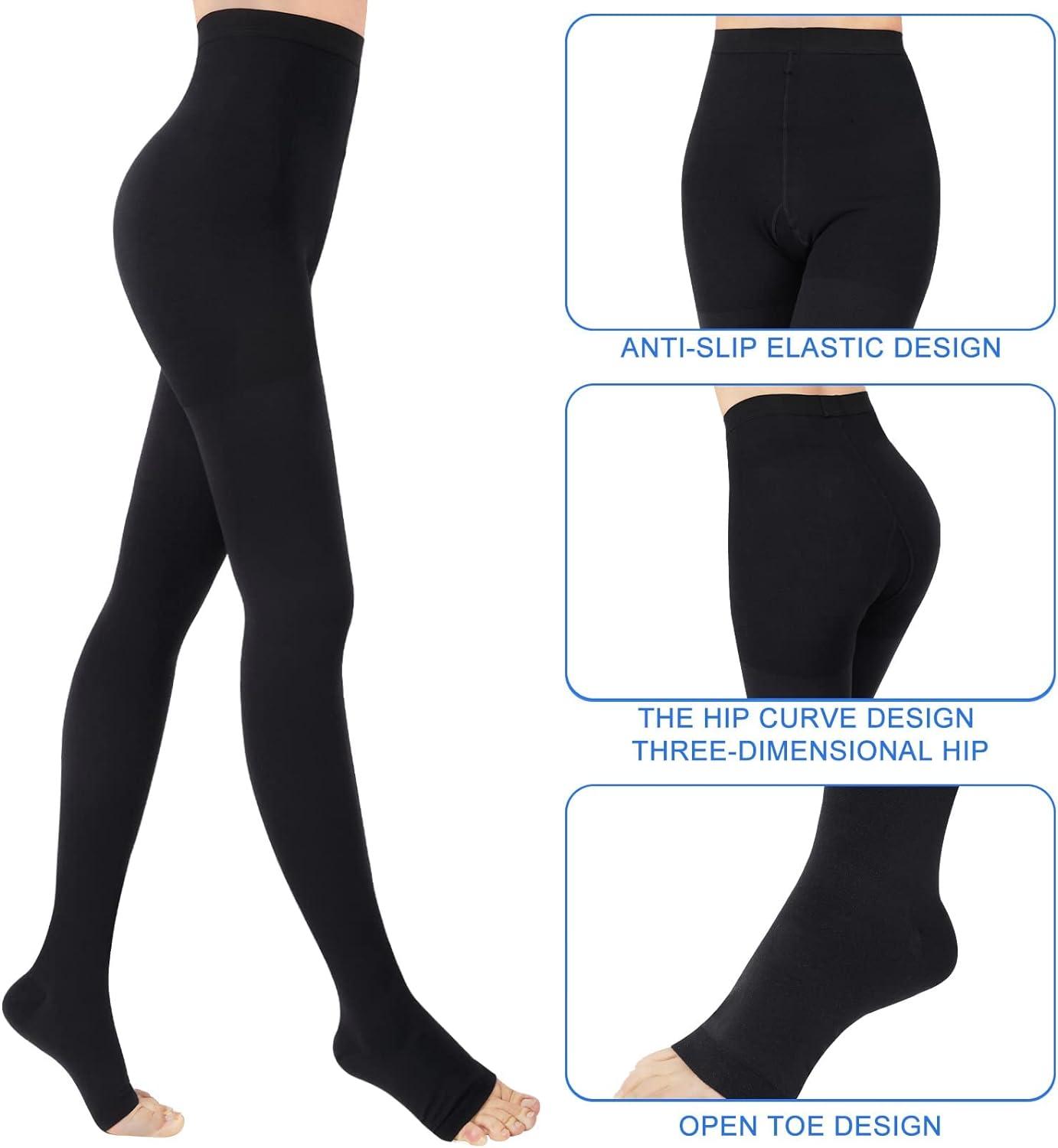 Evolyline Medical Compression Tights 20-30 mmHg - Open Toe Pantyhose ...