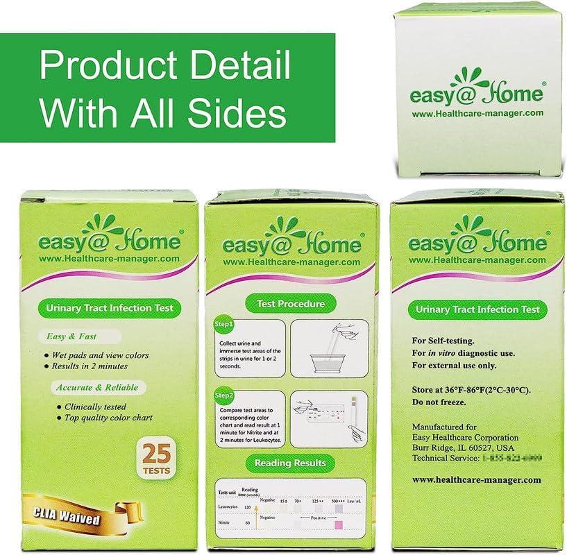 Easy Home UTI Test Strips 100 Count - Monitor Urinary Tract Infections ...