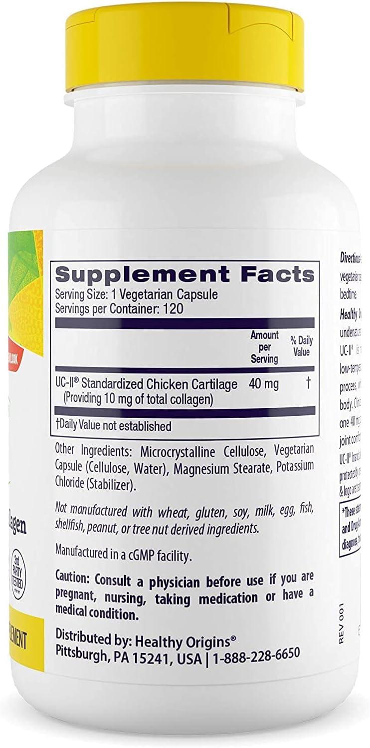 Healthy Origins UC-II Collagen Supplement - 40 mg Undenatured Type II ...