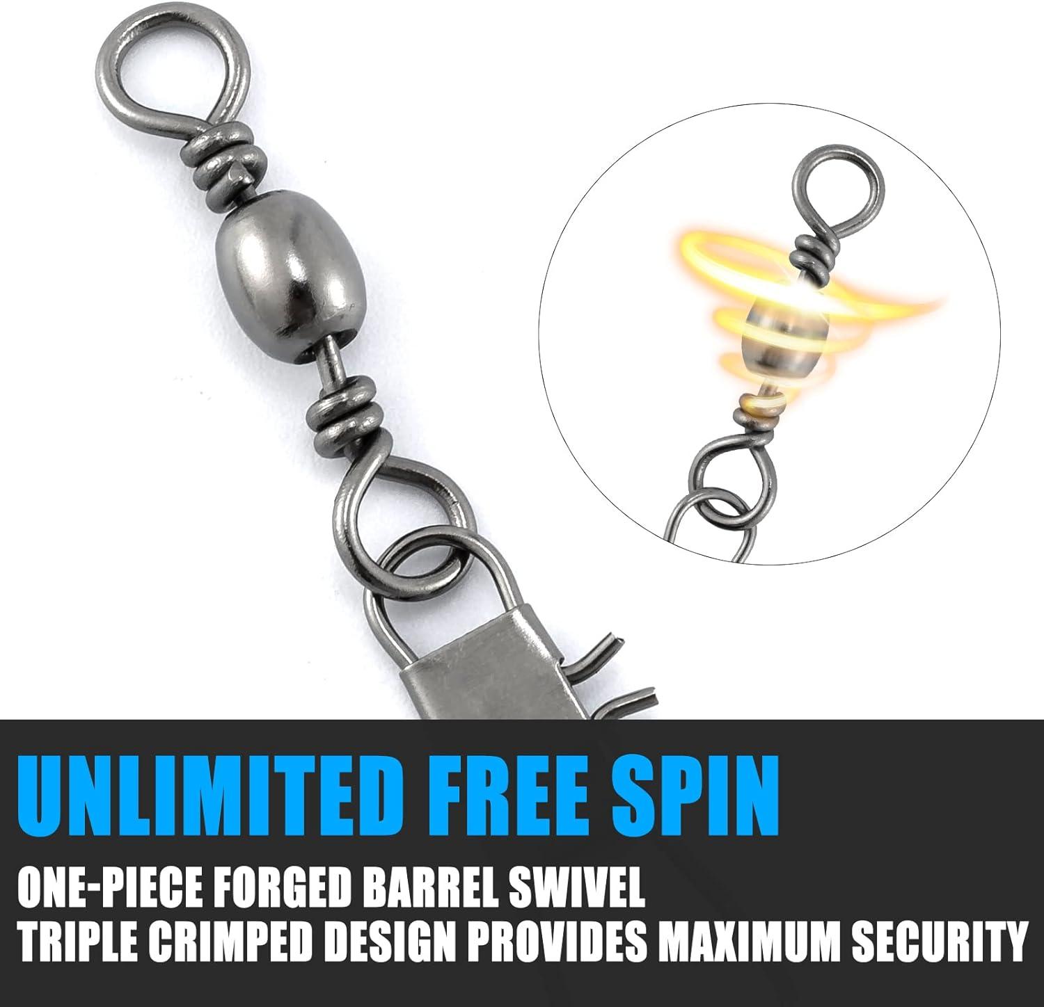 Dr.Fish 50 Pack Fishing Snap Swivels Barrel Swivel with Snap ...