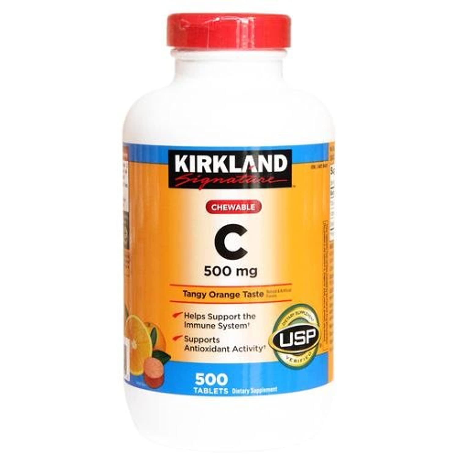 Kirkland Signature Chewable Vitamin C 500mg - Tangy Orange Flavor, 500 ...