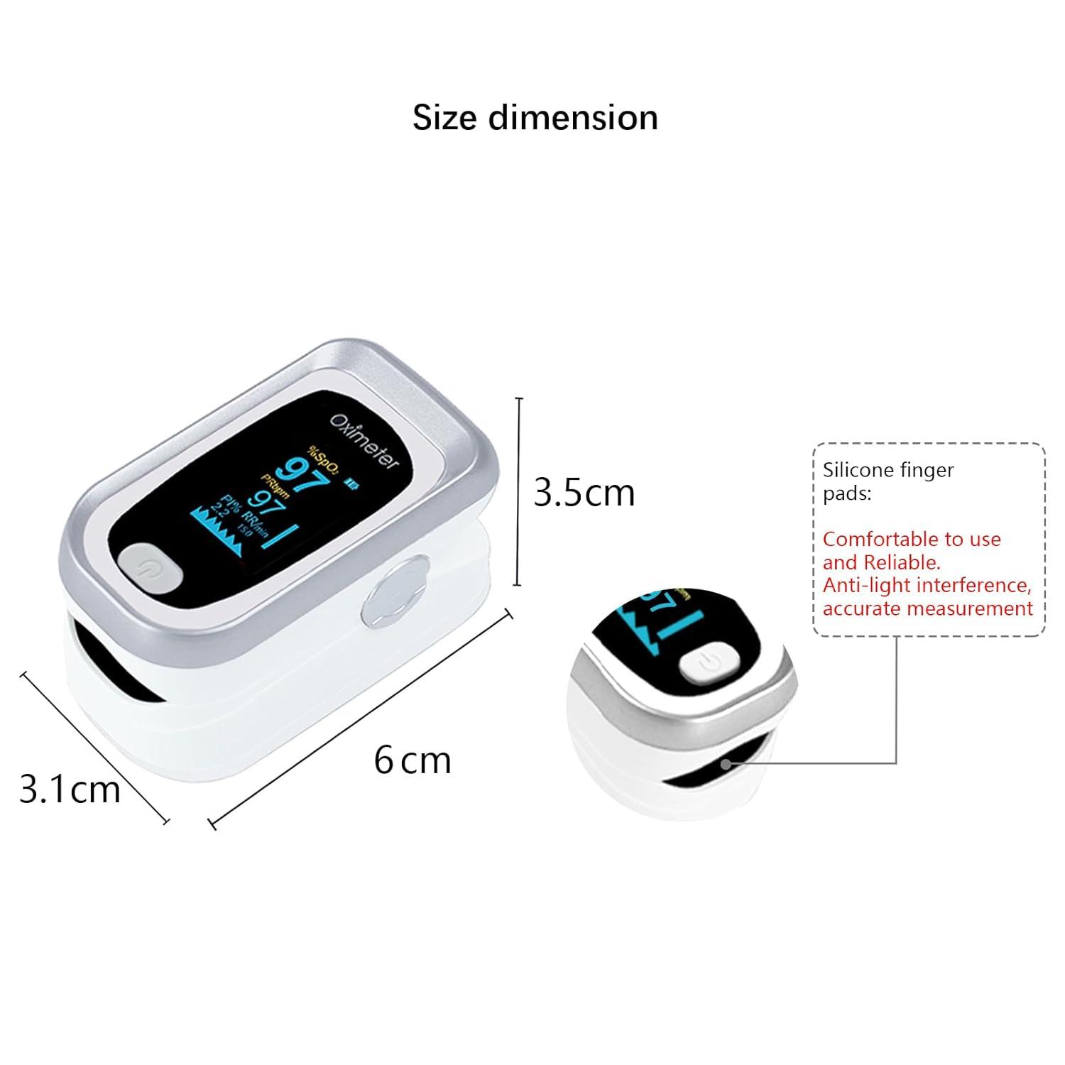 Buy Silver Pulse Oximeter Fingertip - Large LED Heart Rate Monitor with ...