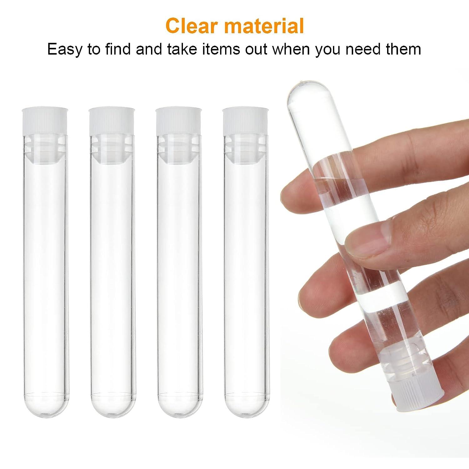 250pcs 16x100mm Plastic Test Tubes with Caps - Ideal for Scientific ...