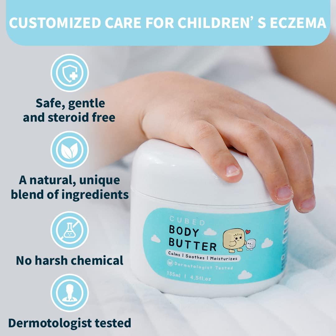 Cubed Eczema Body Butter for Kids with Honey and Oatmeal - Soothing Anti-Itch Cream for Dry ...
