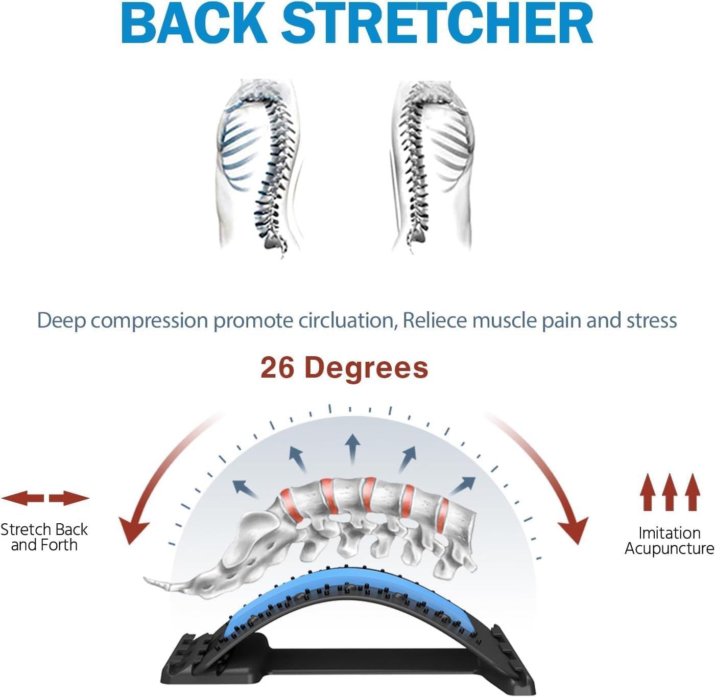 Back Extensor for Pain Relief with Magnet | Adjustable 3-Stage Back Massager | Sciatica & Lower ...
