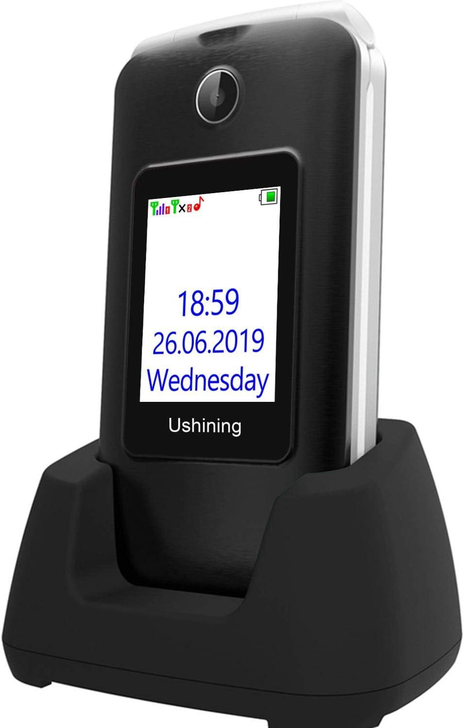 USHINING Senior Flip Phone Dual SIM Unlocked | Big Buttons | SOS Button ...