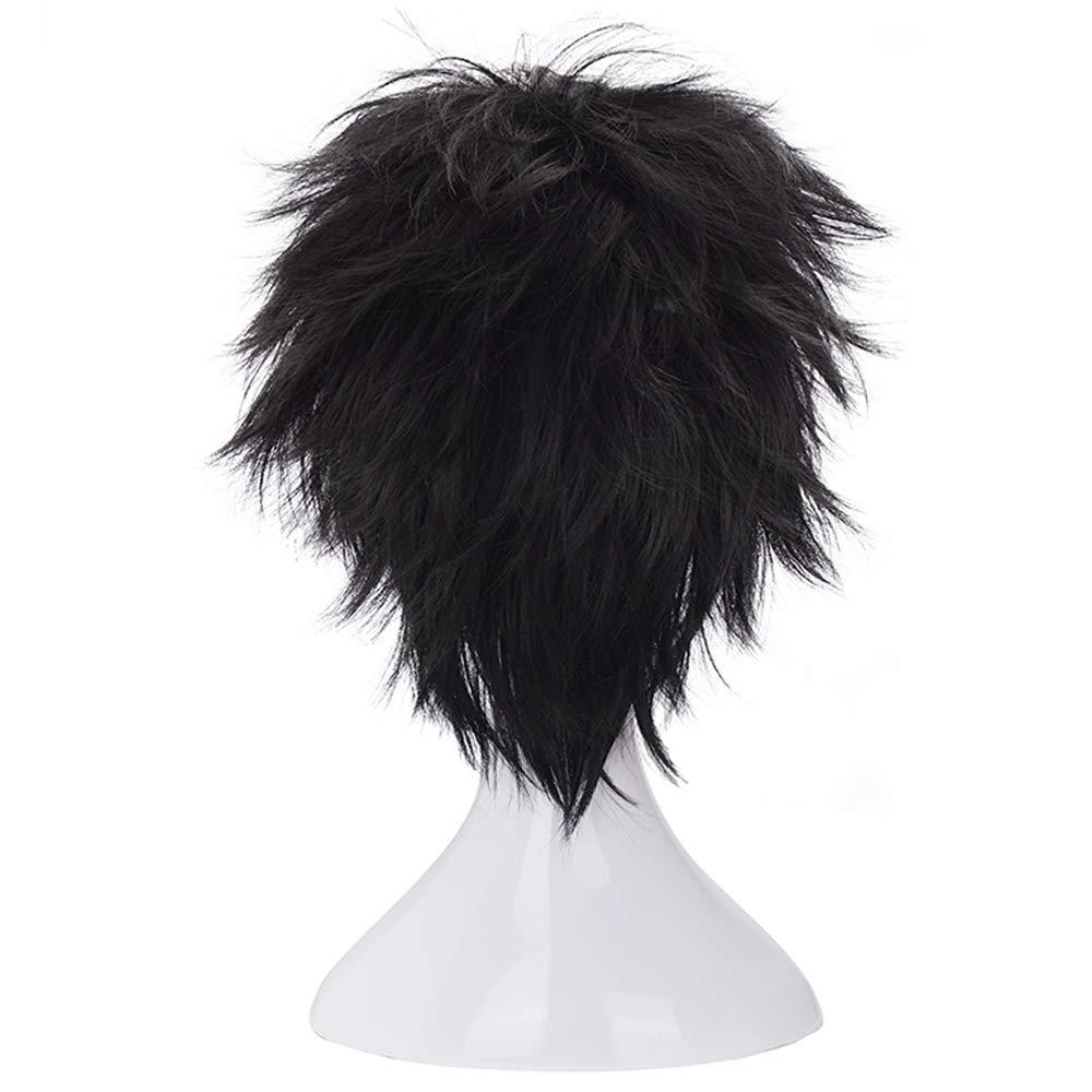 Morvally Short Black Heat Resistant Synthetic Wig for Cosplay ...