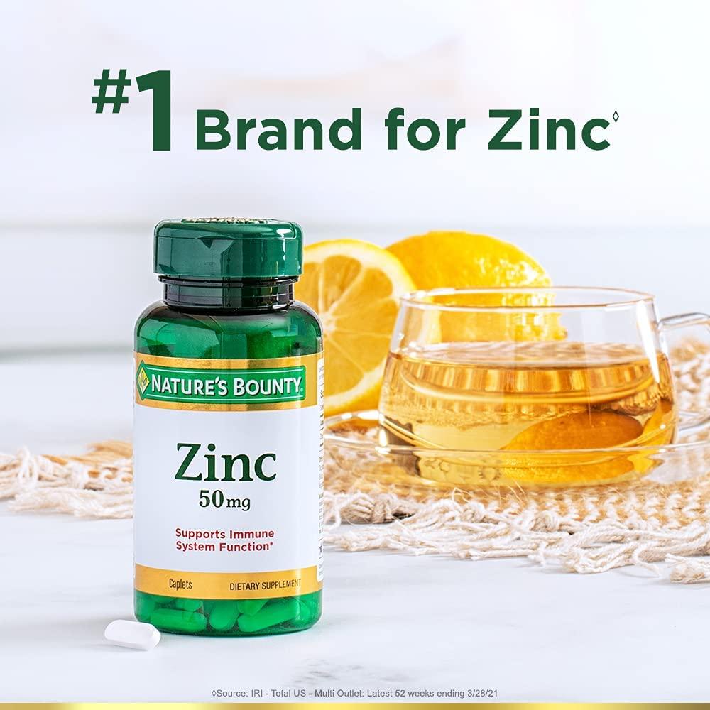 Nature's Bounty Zinc 50 mg Caplets - 100 Count (Pack of 2) | Unflavored ...