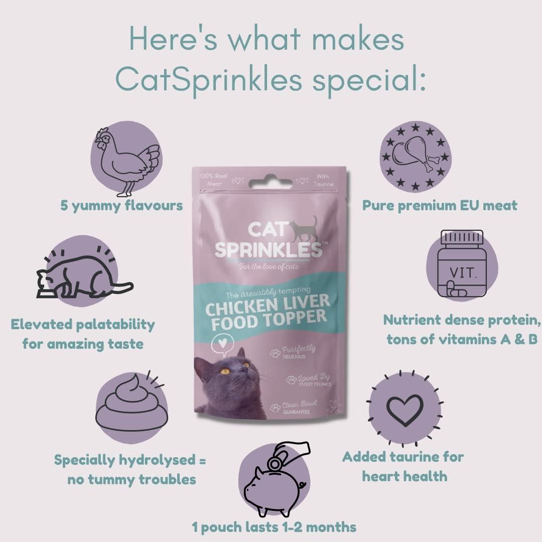 Cat Sprinkles Chicken Liver Flavour - Hydrolysed Cat Food Topper (80 ...