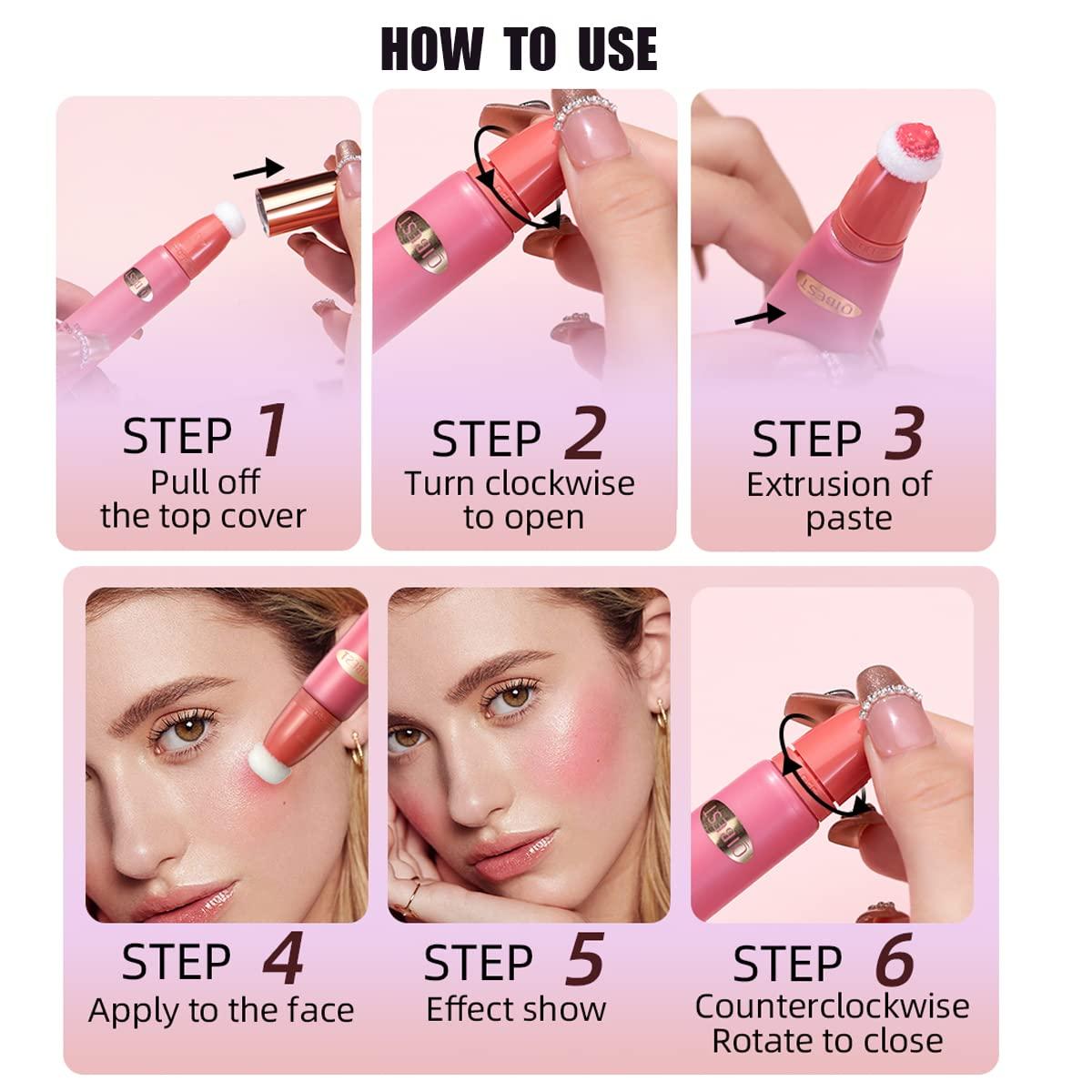 Pakivs 3 Colors Blush Beauty Wand - Long-Wearing Cream Liquid Blush ...