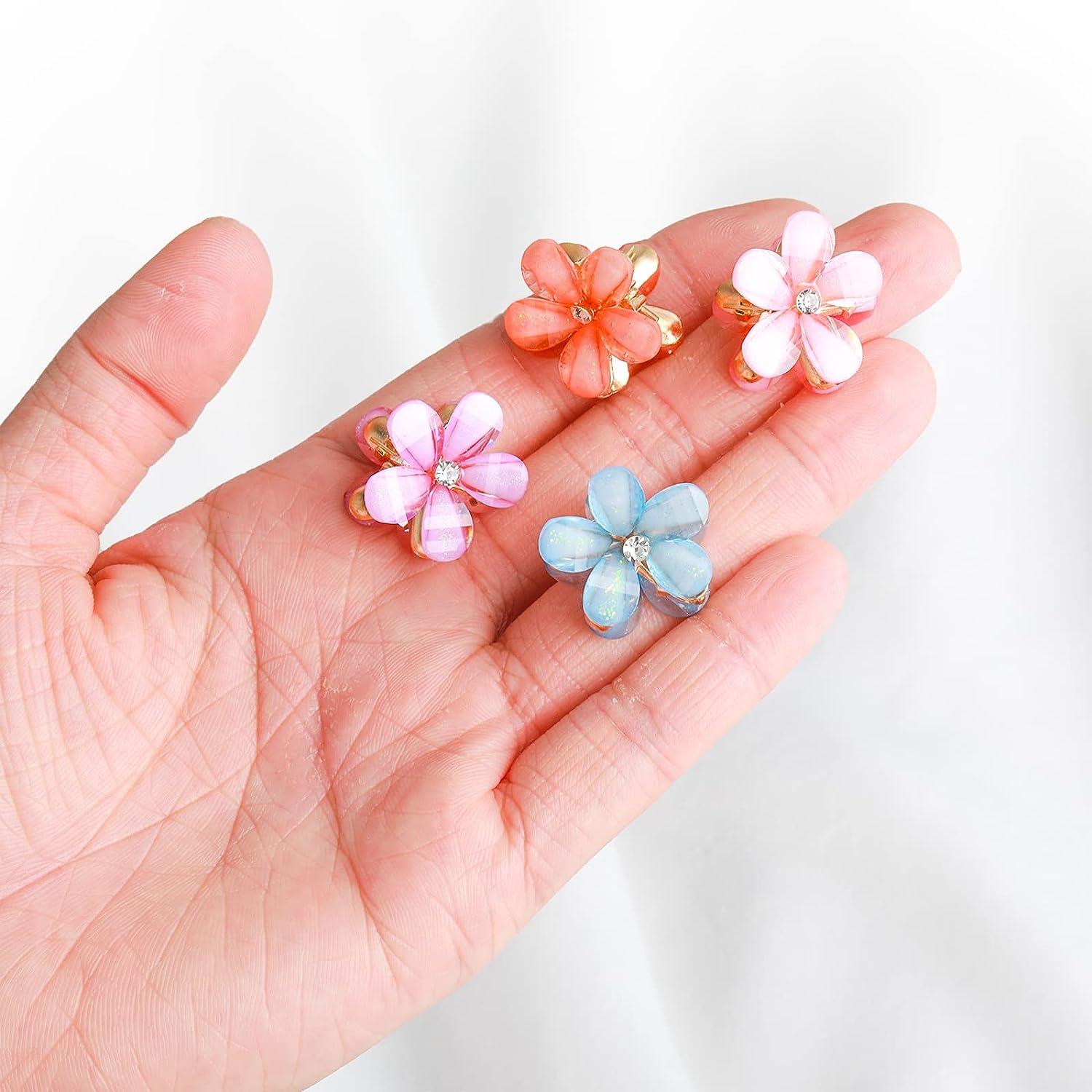 Crystal Small Flower Hair Clips - Set of 12 | Cute Hair Barrettes for ...