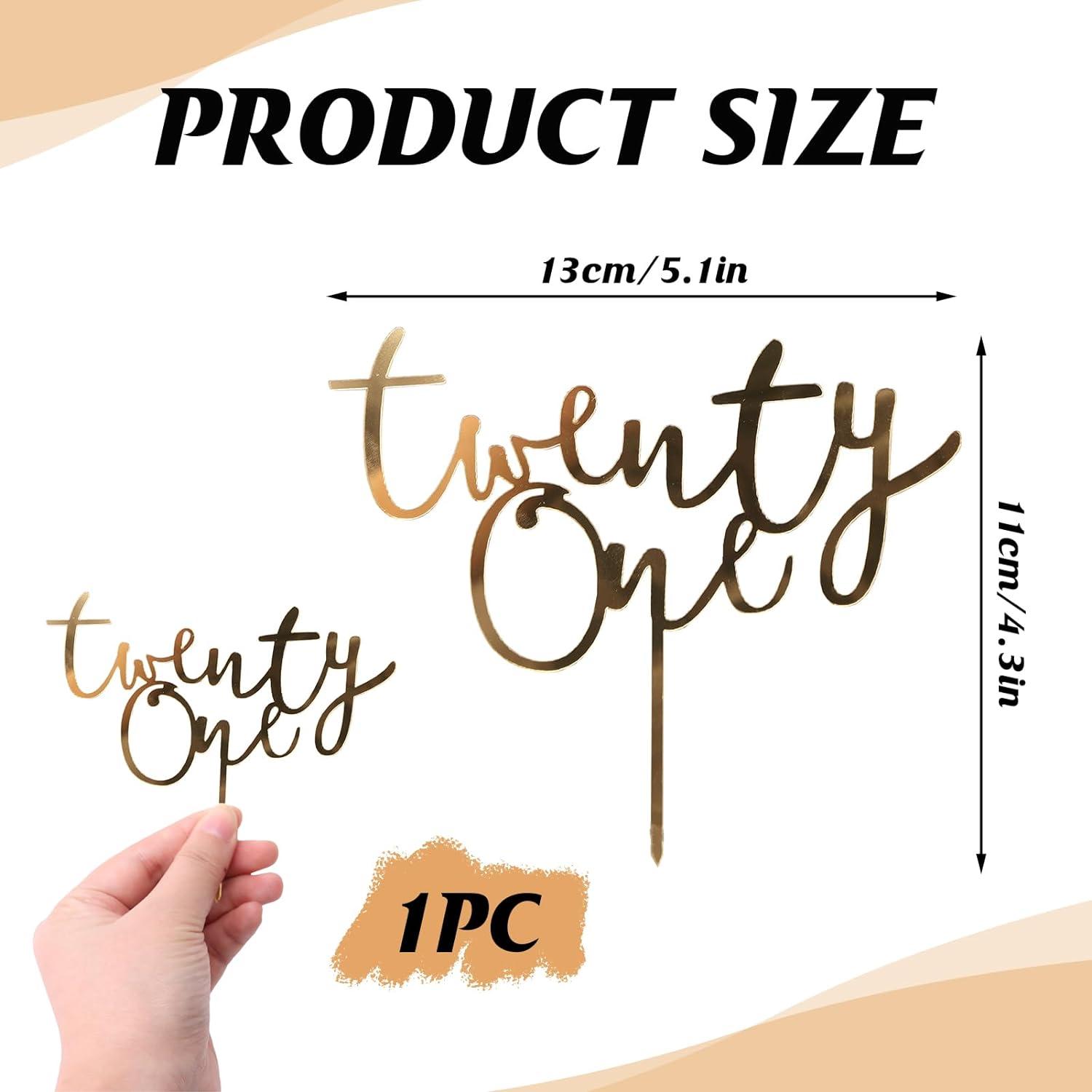 Acrylic Twenty One Cake Topper Gold Happy 21st Birthday Cake Toppers ...