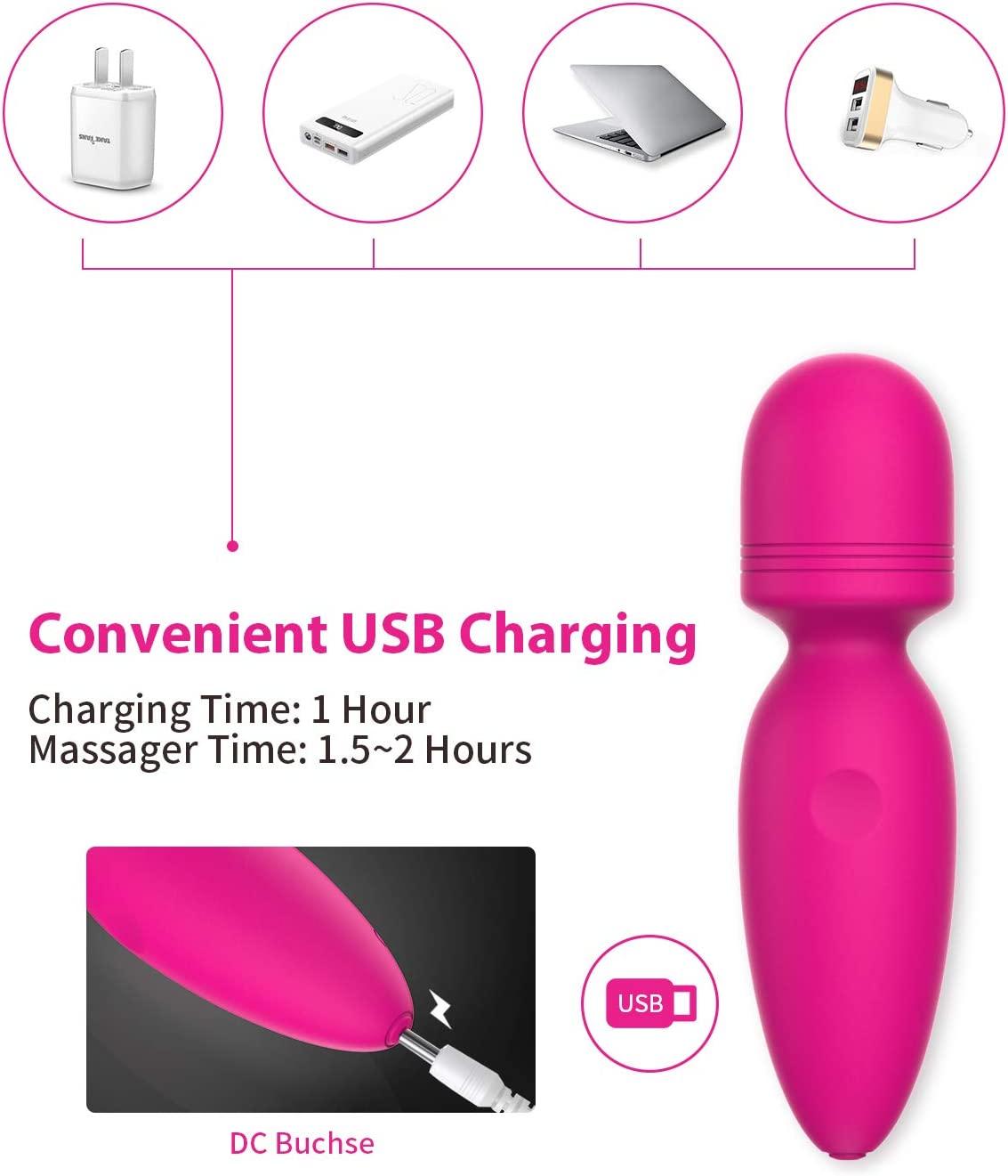 Mini Wand Massager 10 Quiet Vibration Modes Rechargeable Handheld