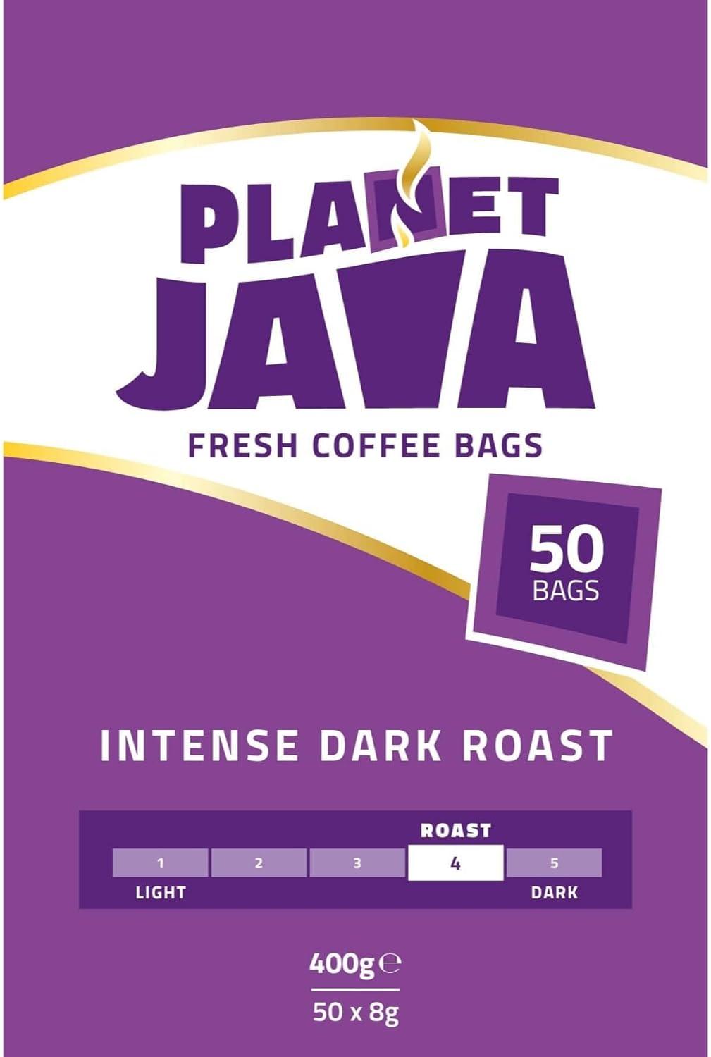 Planet Java Intense Dark Roast Coffee Bags - 50 x 8g Bags