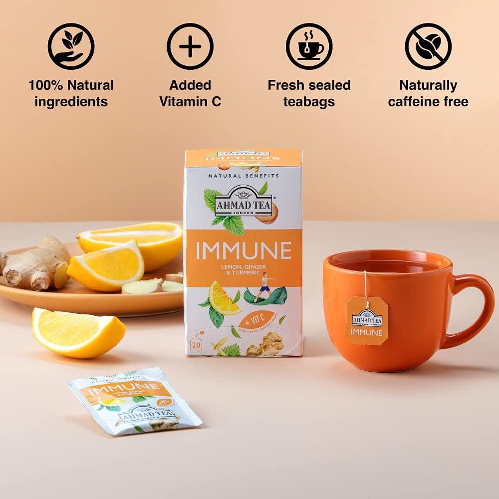 Ahmad Tea Lemon Ginger & Turmeric "Immune" Infusion - 20 Teabags ...