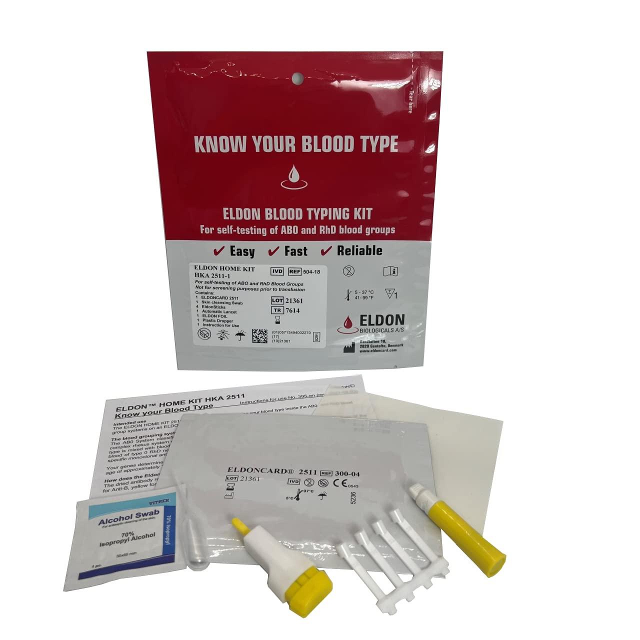 Eldoncard Blood Type Test Kit - 3 Tests | ABO AB & Rh Grouping ...