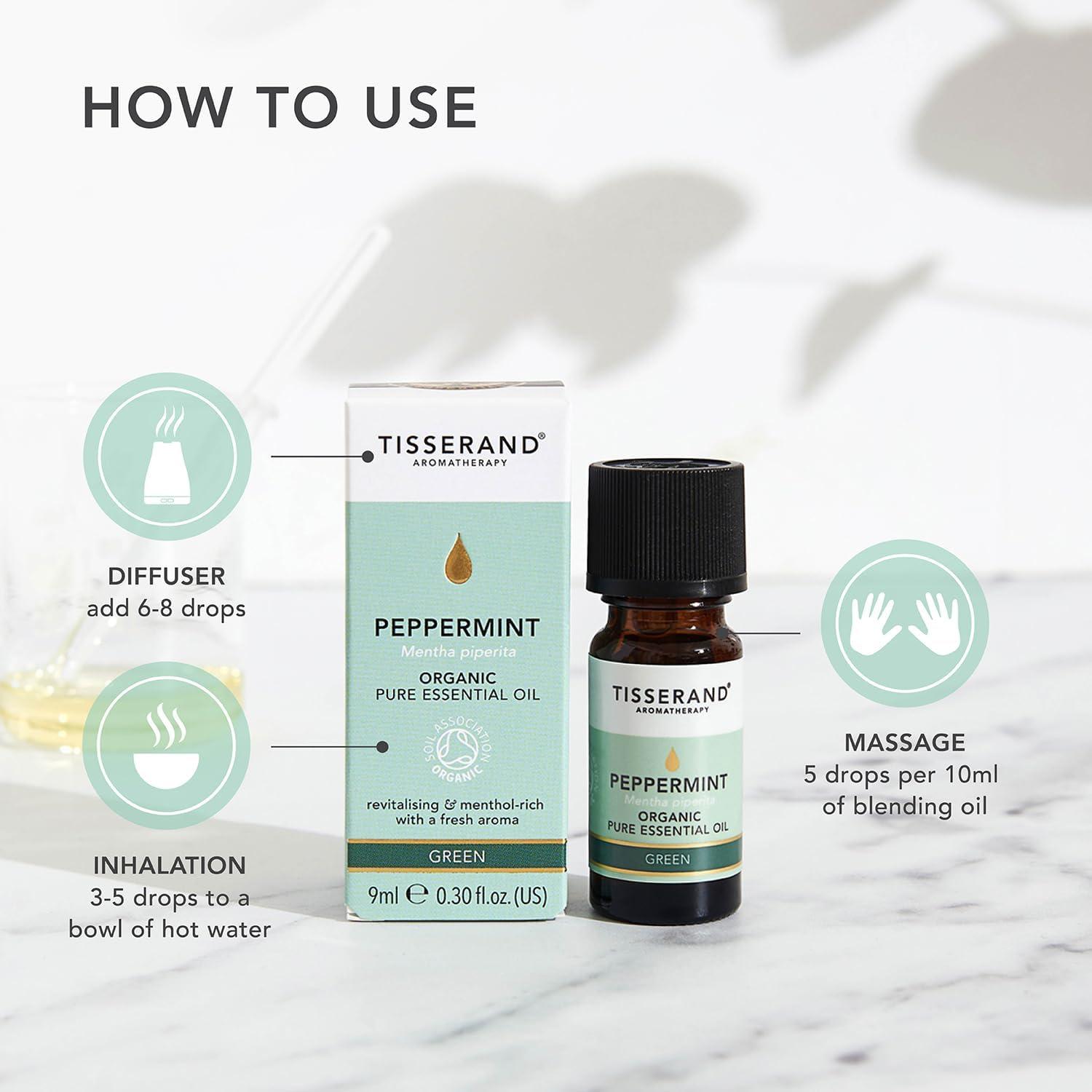 Tisserand Aromatherapy Organic Peppermint Essential Oil 9ml - Pack of 1 ...
