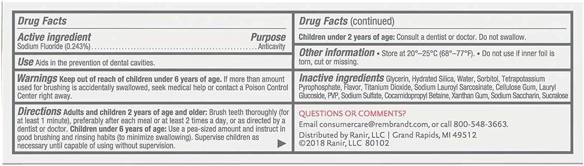 Rembrandt Intense Stain Toothpaste Mint 3.5 Oz - Pack of 2 | Smudge ...