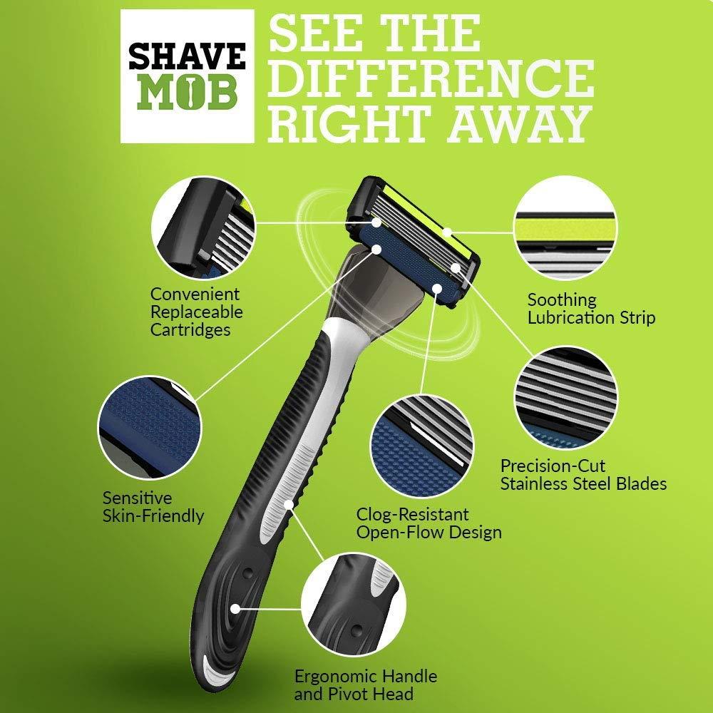ShaveMOB 6-Blade Men's Razor Kit - The Caveman Shaving Kit with Flex ...