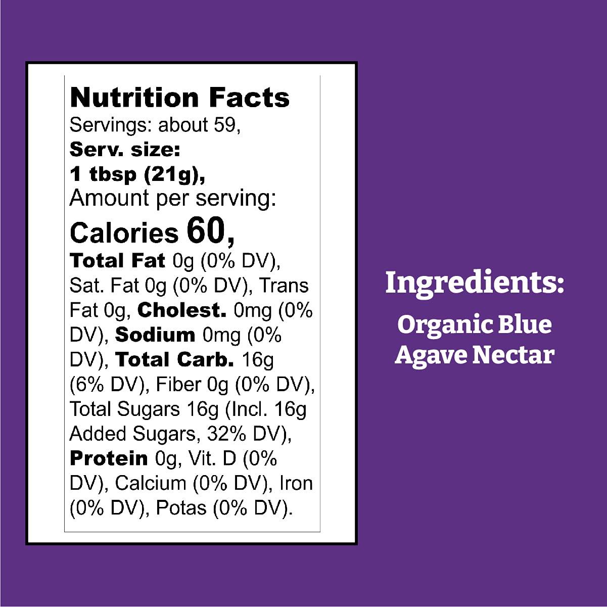 Wholesome Sweeteners Organic Blue Agave Nectar 44oz (2 Pack) - Non GMO ...