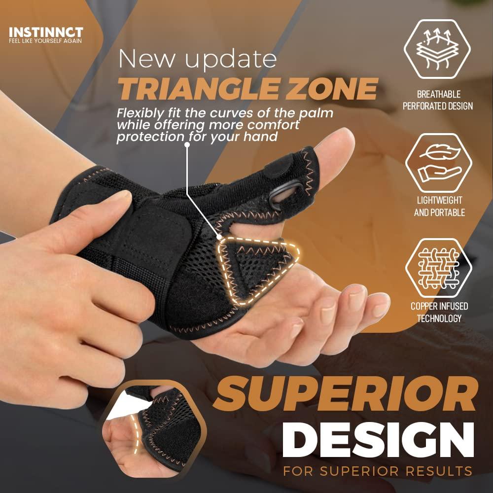 INSTINNCT Copper Infused Thumb Brace Support | CMC Thumb Brace Spica ...